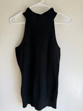 VENUS | Tops | Venus Black Ribbed Mock Neck Tank | Poshmark